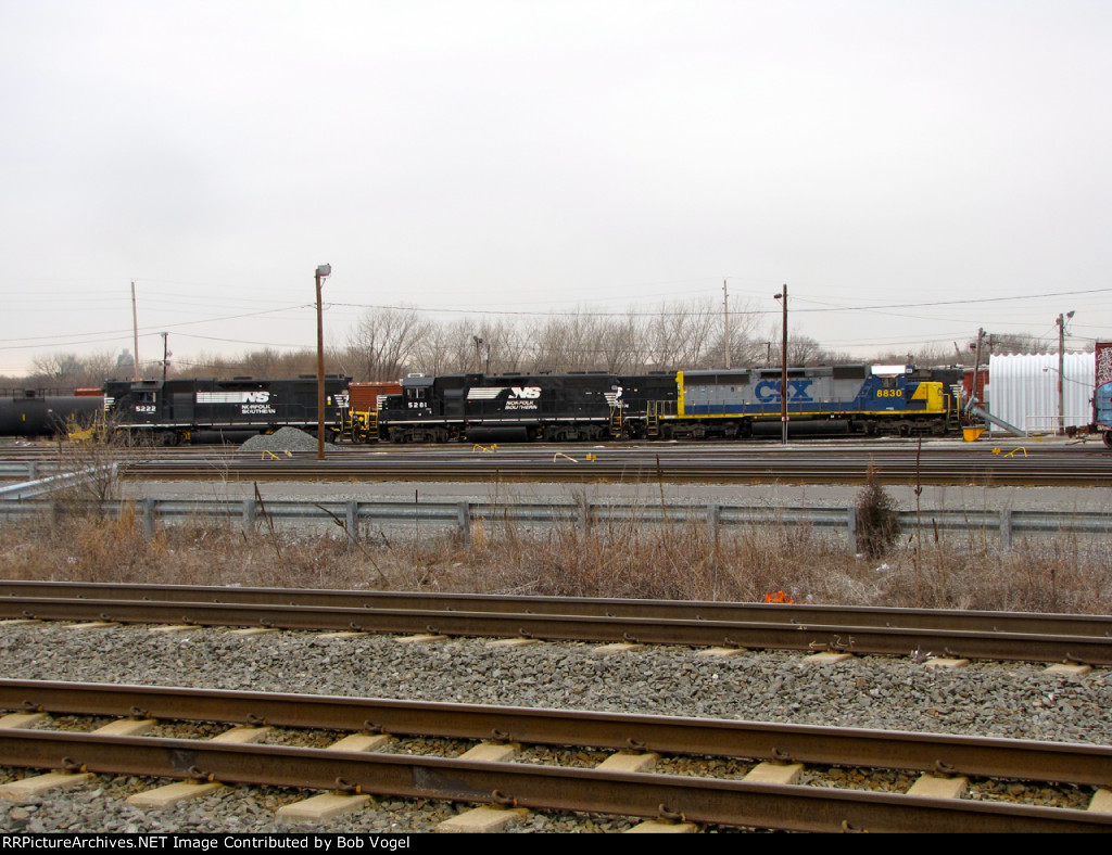 NS 5222 and 5281; CSX 8830